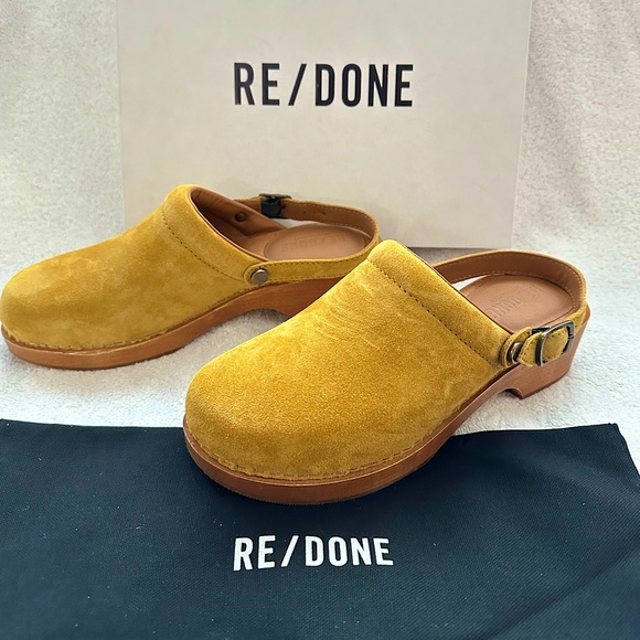 Re/Done | Shoes | Redone Yellow Suede 7s Classic Clog Eu 38 | Poshmark